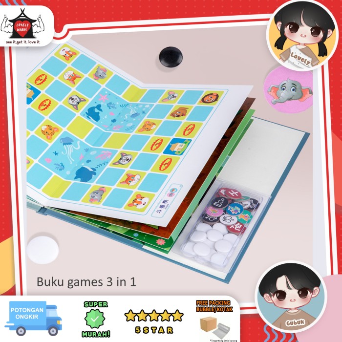 Buku catur, Buku aneka permainan anak, Buku permainan 15 in 1 - Lovelygubuk