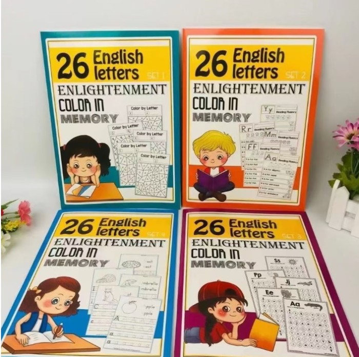 Buku 26 english letter enlightenment color in memory belajar huruf eng ...