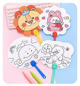 Kipas Tangan DIY Mewarnai Sendiri, Doodle Hand Fan, DIY Coloring Fan ...