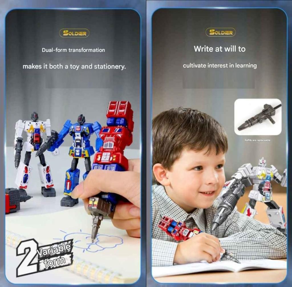 Pulpen Robot Humanoid, Robot Pen 2-in-1, Pulpen Mainan Robot – Alat ...